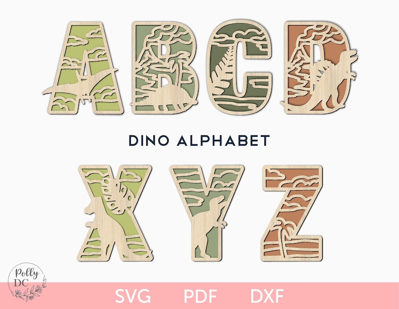 Alfabeto de dinosaurio SVG Archivo de corte láser Letras de - Etsy México