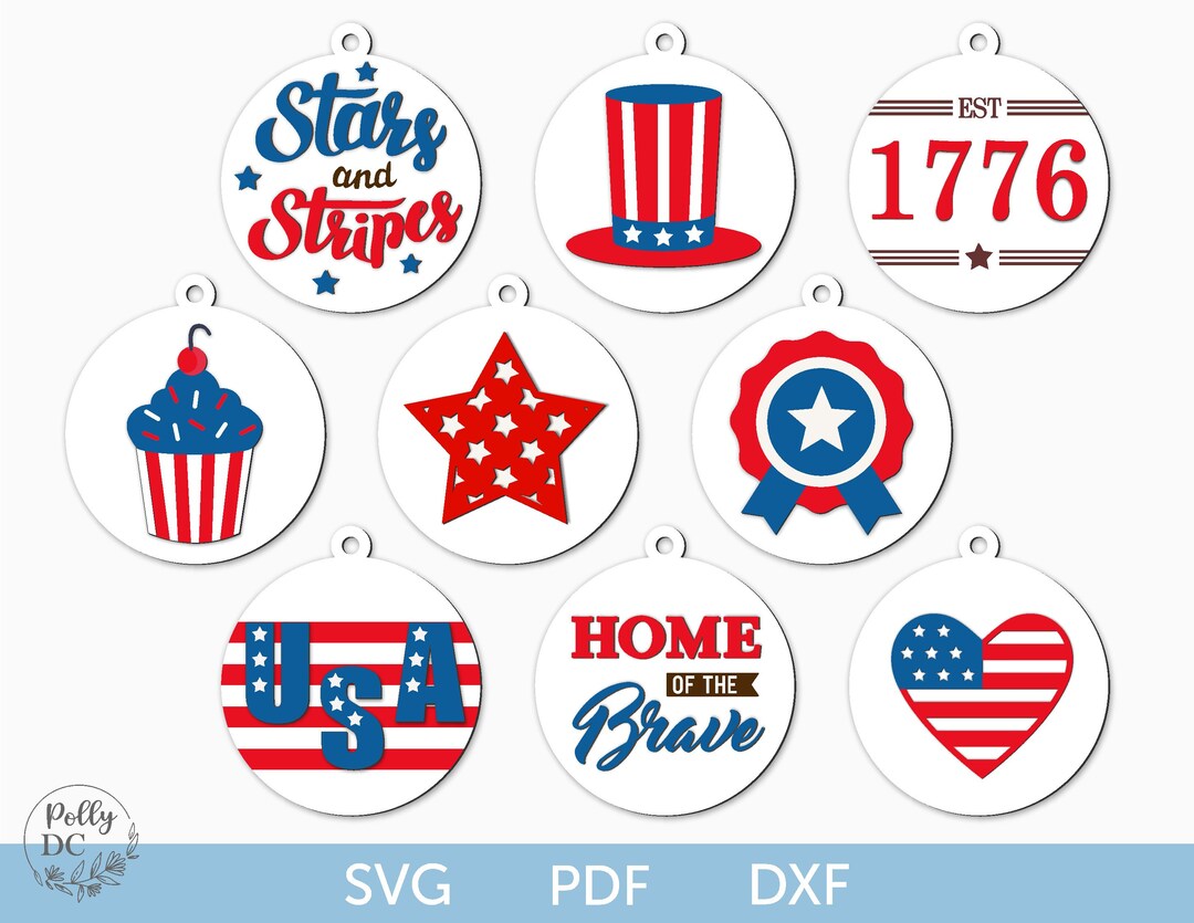 4th of July Ornament SVG Laser File Patriotic Ornaments Laser - Etsy