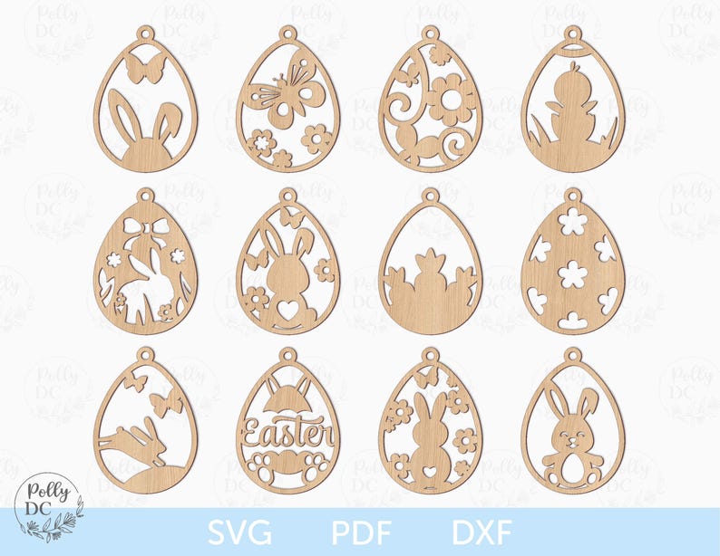 Easter Hanging Ornaments SVG, Hanging Easter Eggs SVG, Easter Laser Cut ...