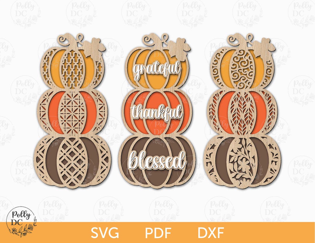 Stacked Pumpkins Cut File, Fall Pumpkin Decor SVG, Autumn Decor Laser ...