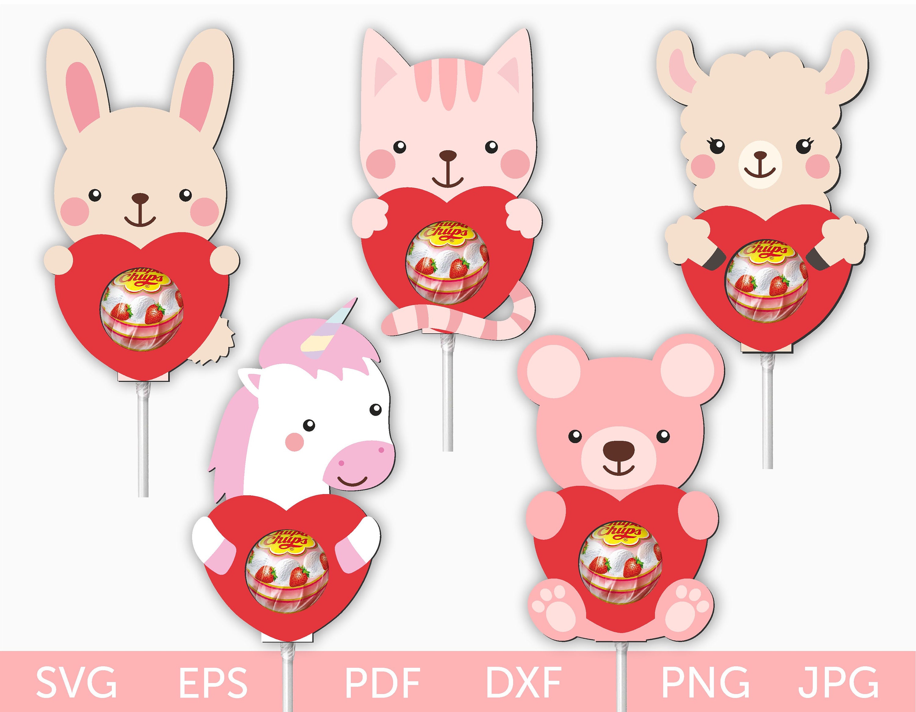 Valentines Day Lollipop Holder Svg Animals Lollipop Holder - Etsy