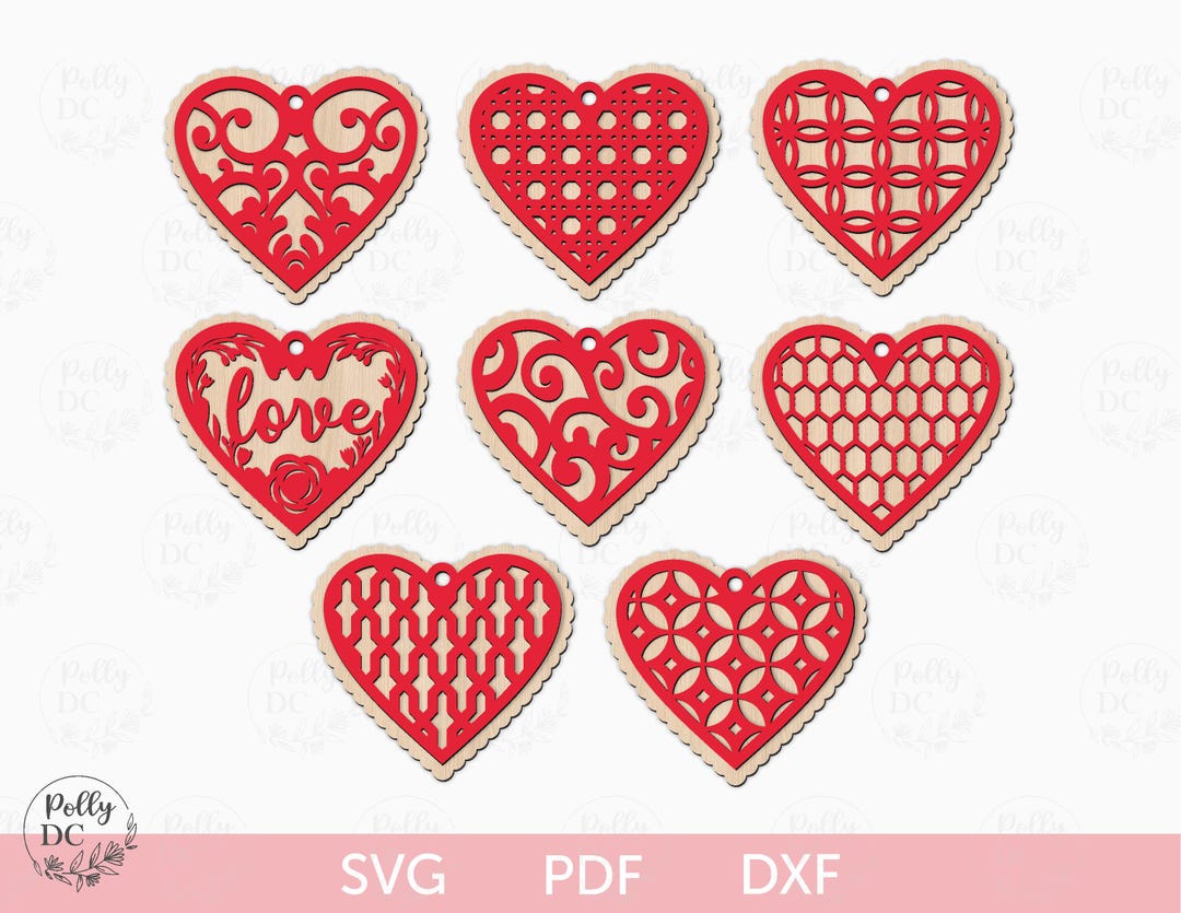Valentine's Day Heart Ornament SVG, Valentines Hearts Bundle Cutouts ...