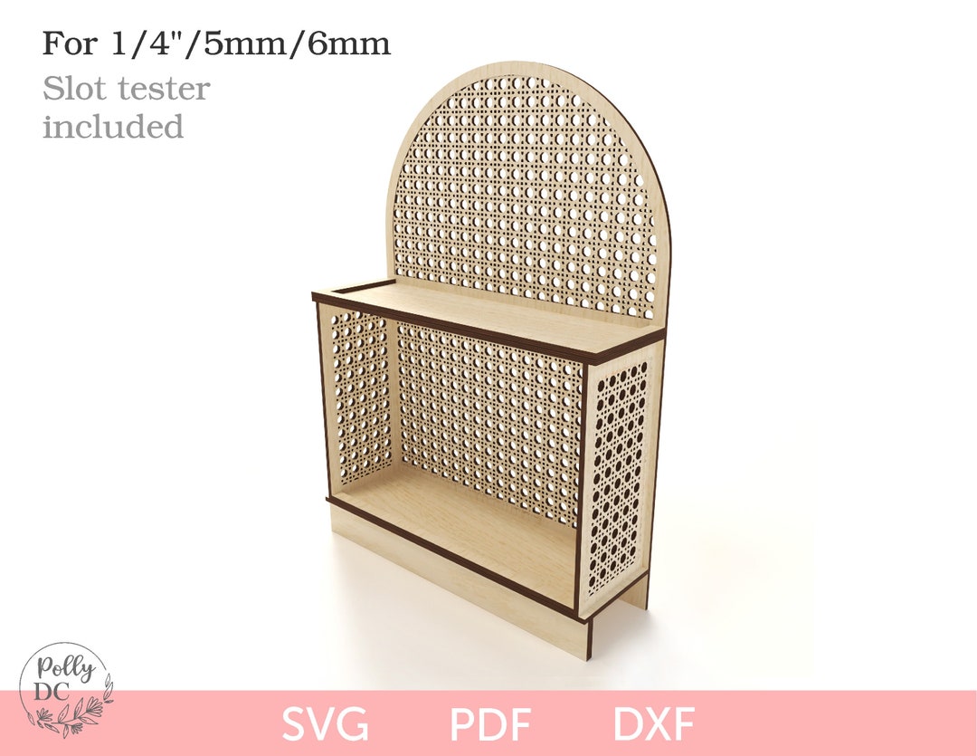 Rattan Display Shelf SVG Cut File, 2 Tiered Shelf Svg Laser Pattern ...
