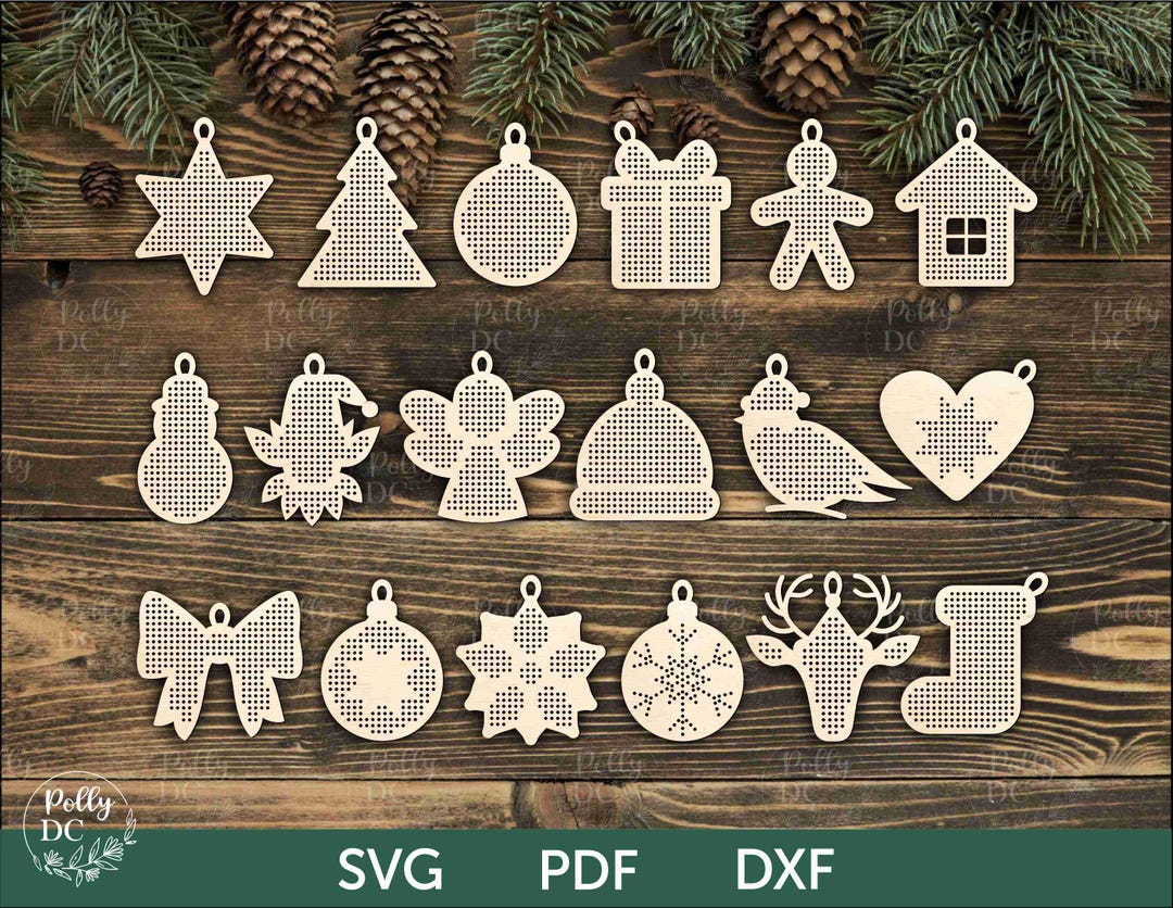 Christmas Cross Stitch Blanks SVG Laser Cut File, Laser Cut Christmas ...