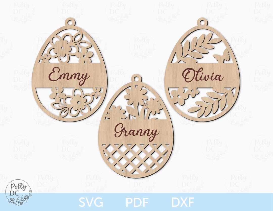 Easter Egg Name Tags SVG, Personalized Easter Tags SVG, Easter Hanging ...