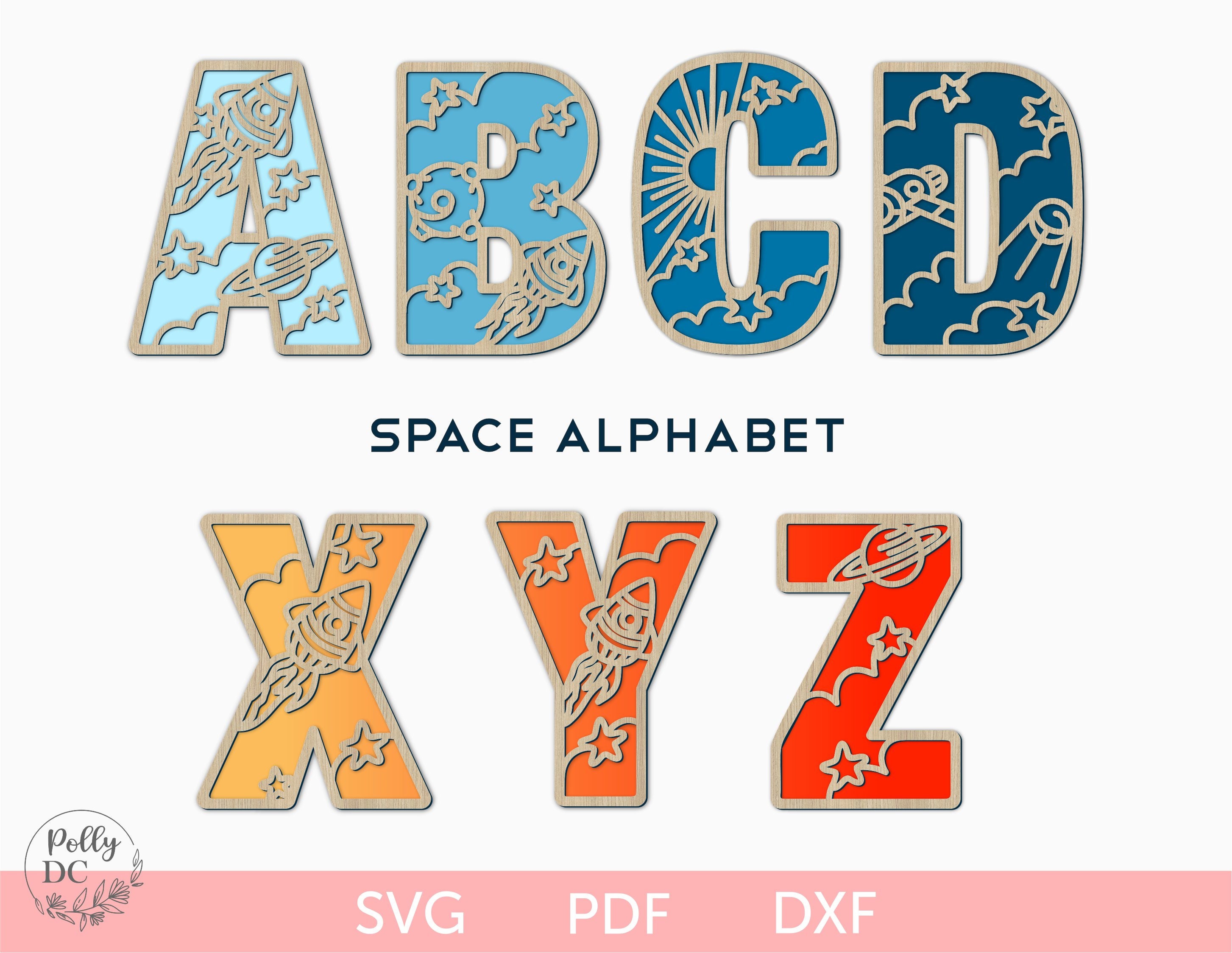 Space Alphabet SVG Laser Cut File Space Letters 26 A-Z - Etsy Ireland