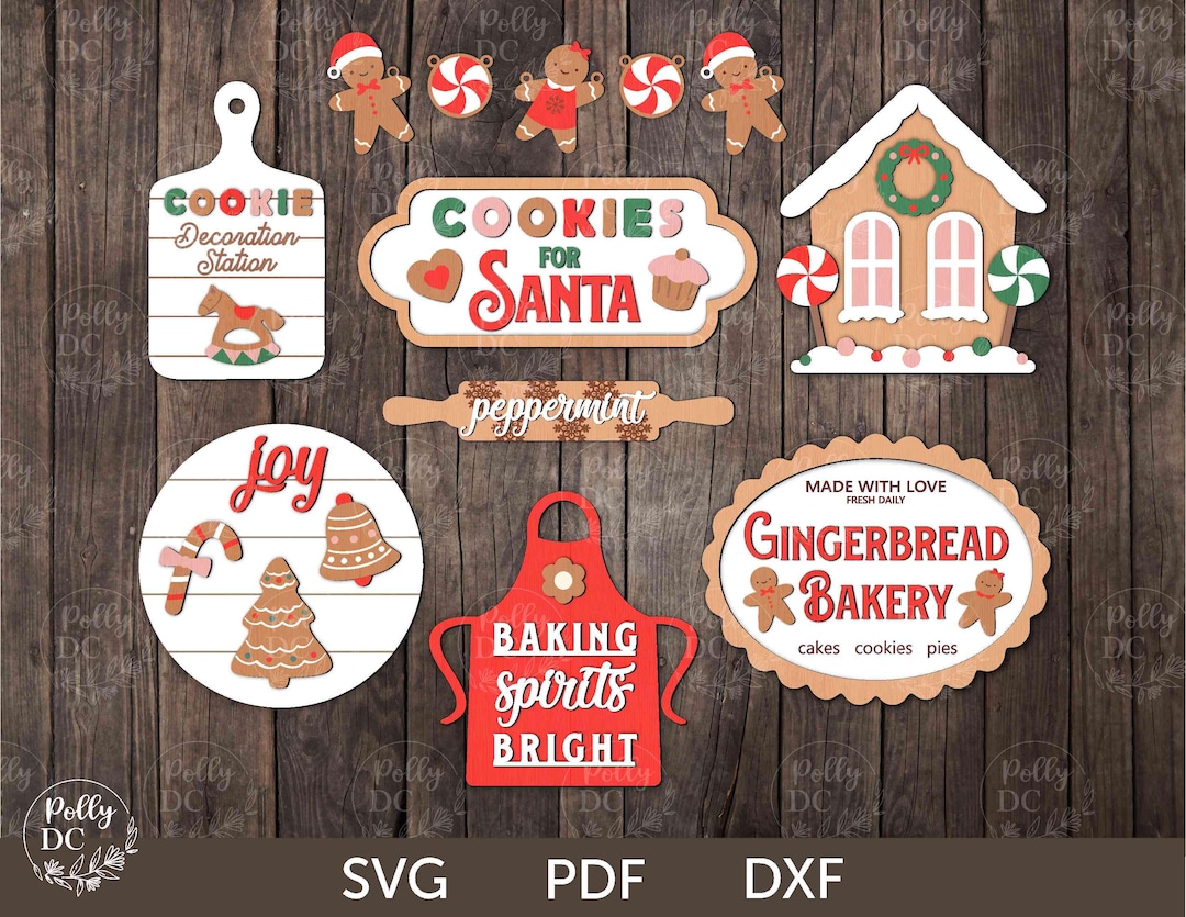 Gingerbread Tiered Tray Decor Svg, Gingerbread Cookies Tier Tray Decor ...