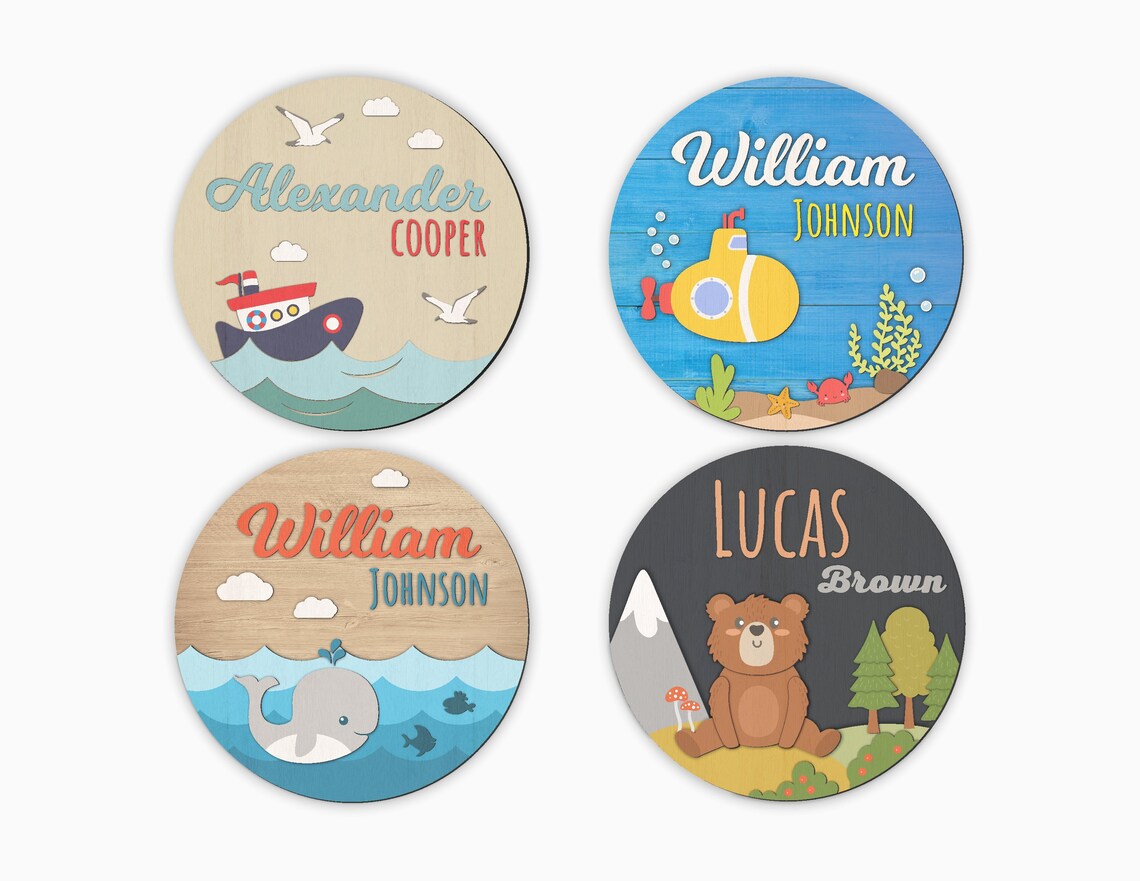 Boy Nursery Sign Svg Bundle, Baby Name Sign Svg, Boy Nursery Name Sign ...