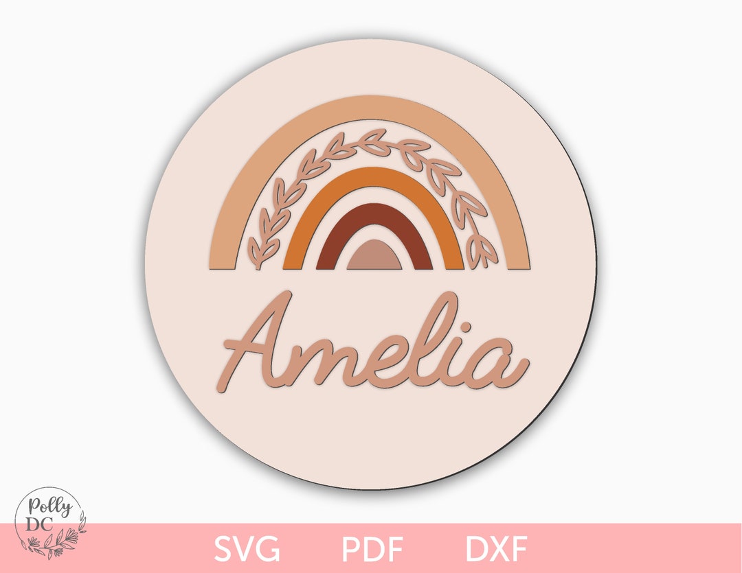 Boho Rainbow Nursery Sign Svg, Baby Name Sign Svg, Boho Nursery Name ...
