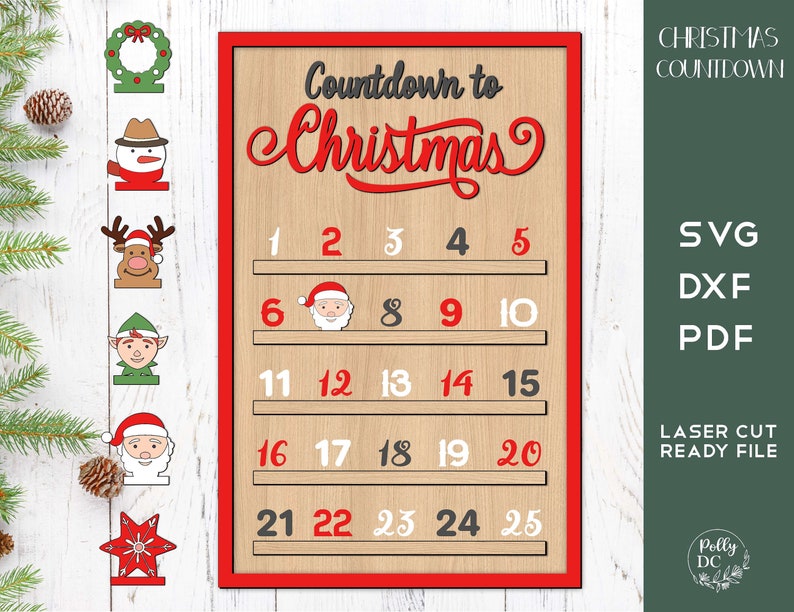 Christmas Countdown SVG Laser Cut File Countdown to Christmas - Etsy