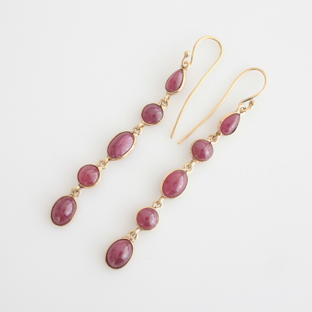Genuine Ruby Earrings, July Birthstone Earring, Dangle Earrings, Bezel ...