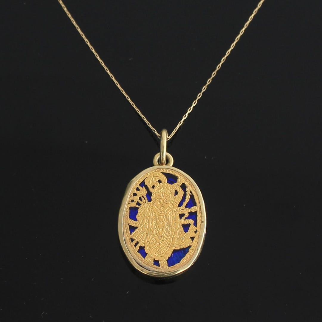 Handmade Shree Nath Ji Pendant in 18K Solid Gold - Krishna Pendant ...