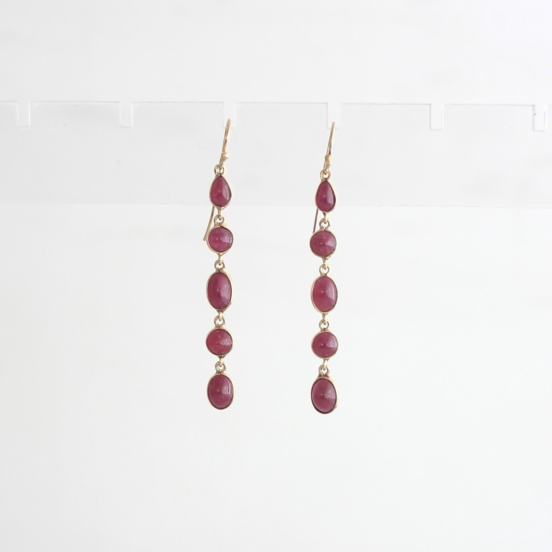 Genuine Ruby Earrings, July Birthstone Earring, Dangle Earrings, Bezel ...