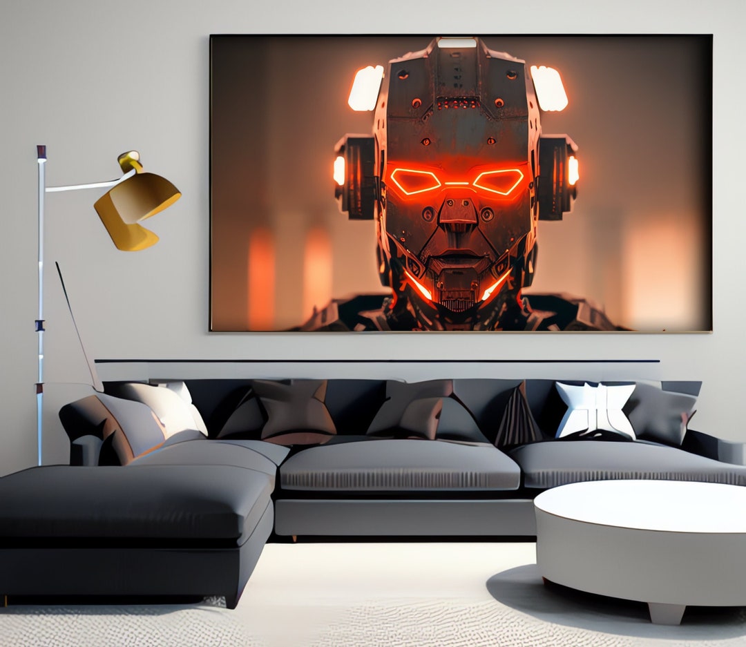 Cyberpunk Terminator Robot Digital Painting Decor Portrait Wall Decor ...