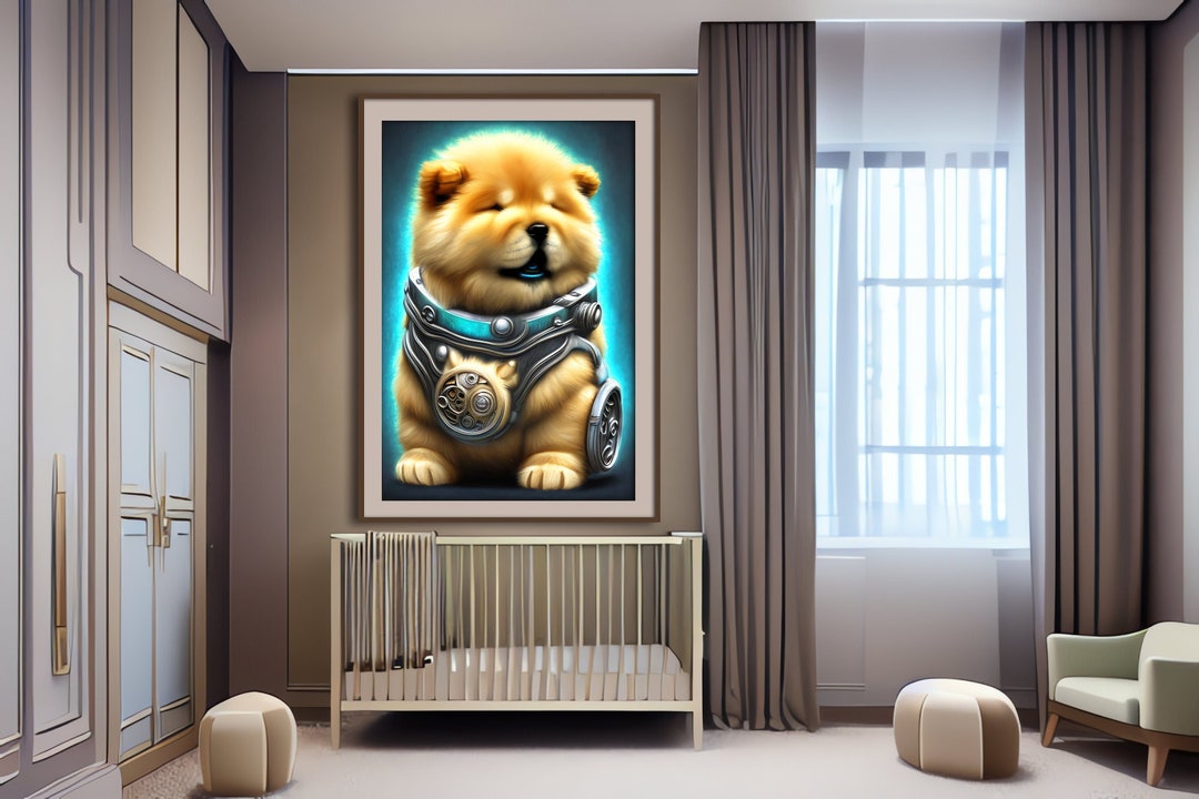 Chow Chow Cute Pup Borg Armor and Implants Pet Dog Wall Decor AI ...