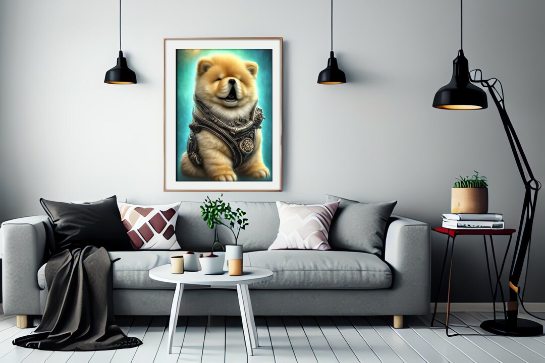 Chow Chow Cute Pup Borg Armor and Implants Pet Dog Wall Decor AI ...