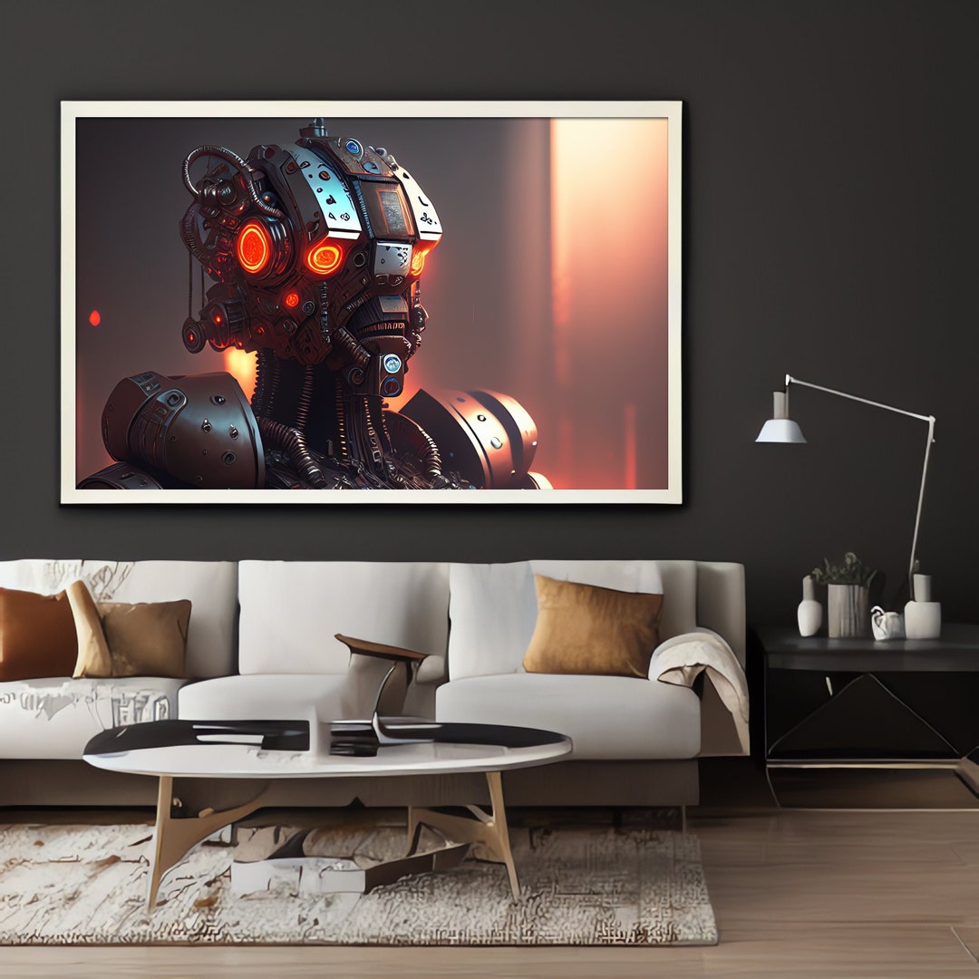 Cyberpunk Terminator Robot Digital Painting Decor Portrait Wall Decor ...
