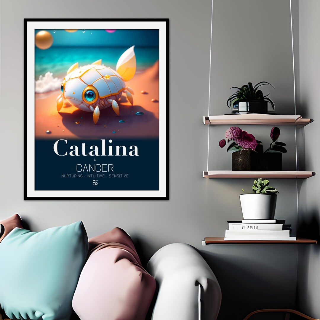 Personalised Cute Cancer Zodiac Sign Poster Kids Digital Painting Wall ...
