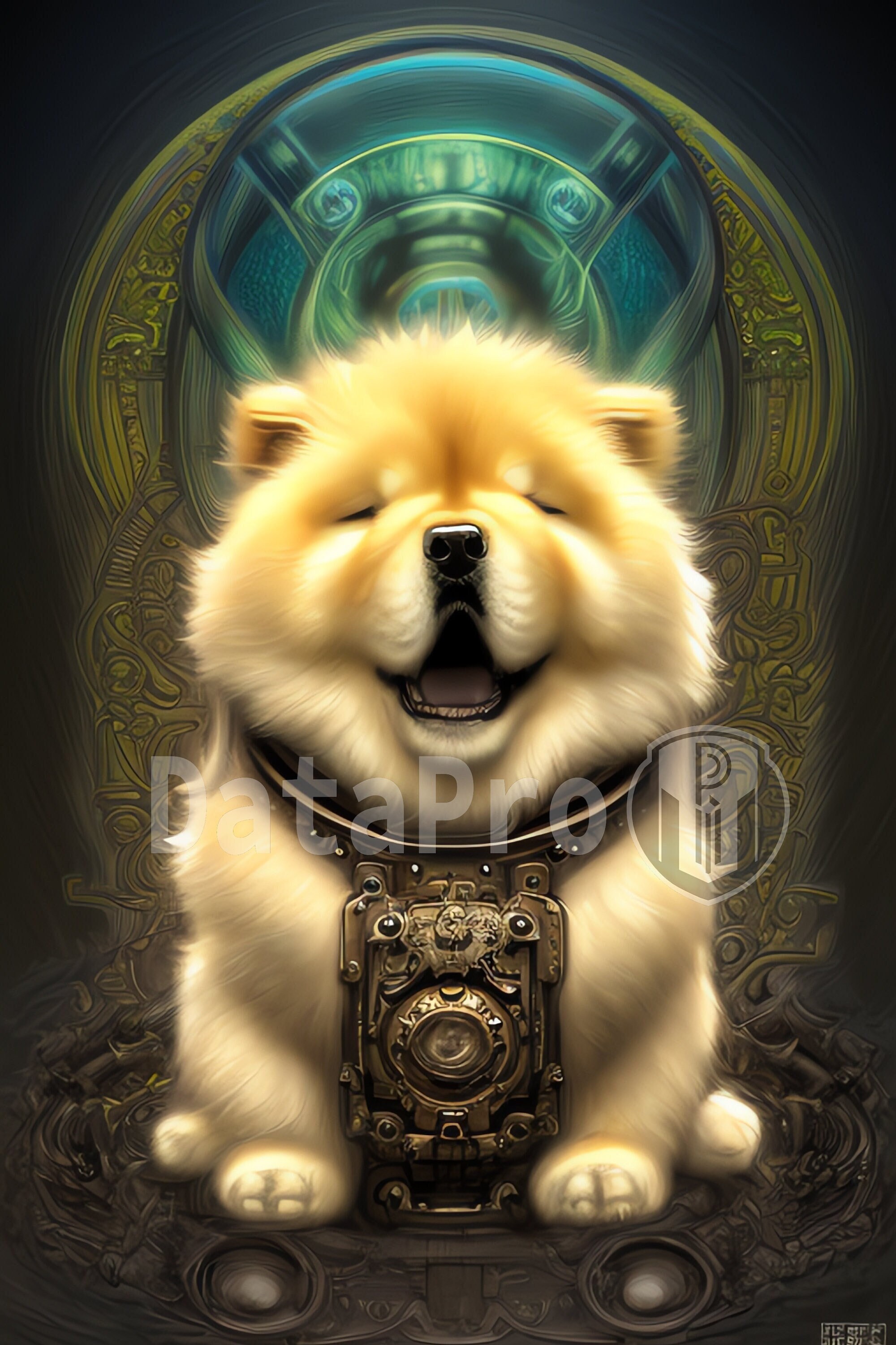 Chow Chow Cute Pup Borg Armor Pet Dog Wall Decor AI Generated Printable ...