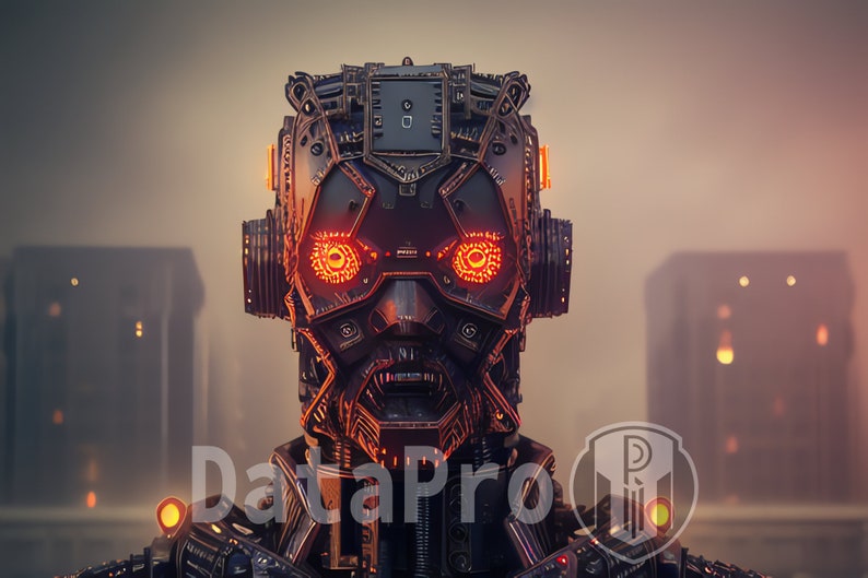 Cyberpunk Terminator Robot Digital Painting Decor Portrait - Etsy