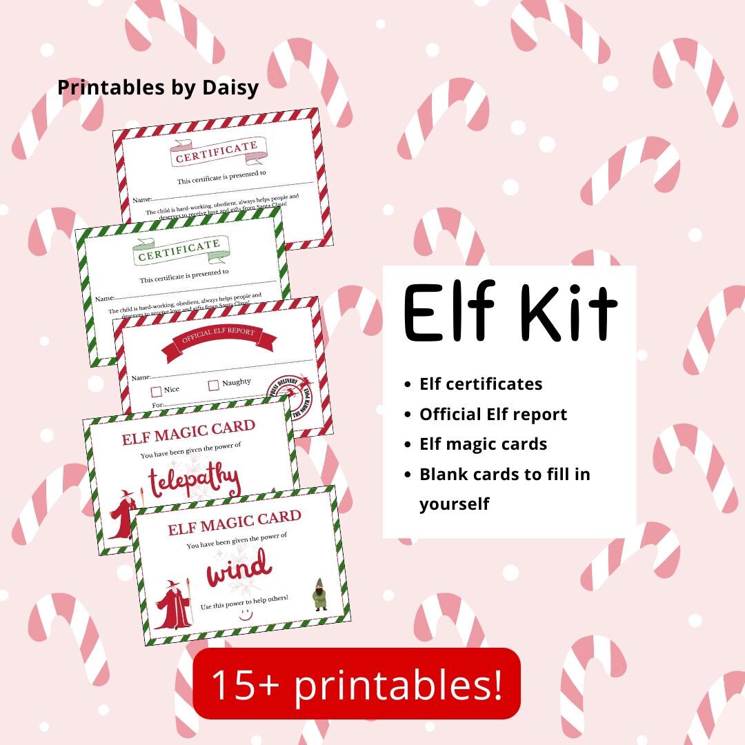 Elf Kit, Printable Certificate, Elf Magic Cards, Elf Notes, Official ...
