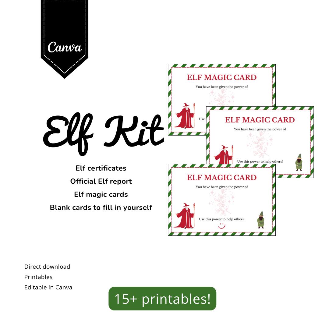 Elf Kit, Printable Certificate, Elf Magic Cards, Elf Notes, Official ...