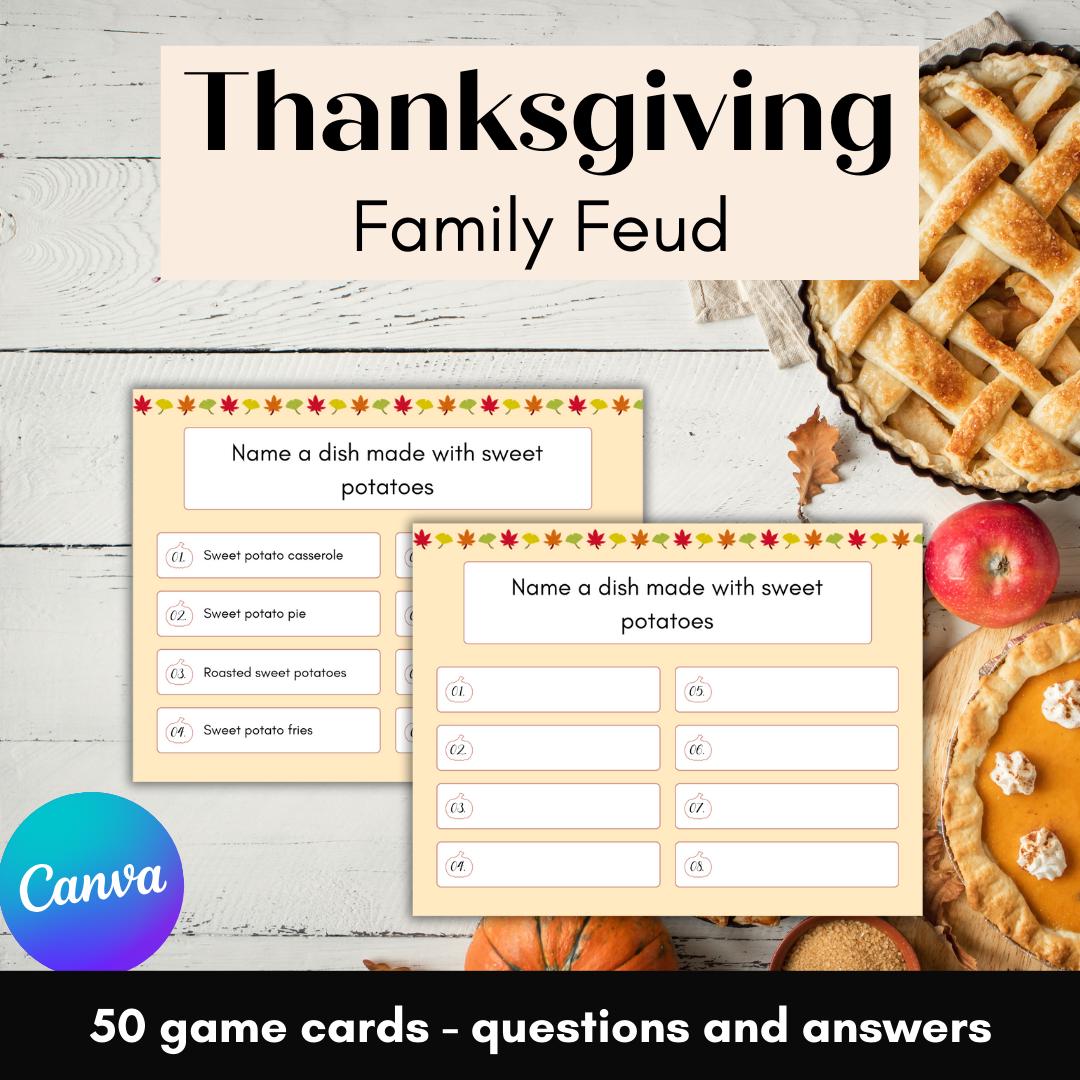 Thanksgiving Family Feud Game Party Trivia - Family Game Night - Family ...