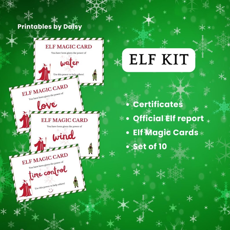 Elf Kit, Printable Certificate, Elf Magic Cards, Official Elf Report ...