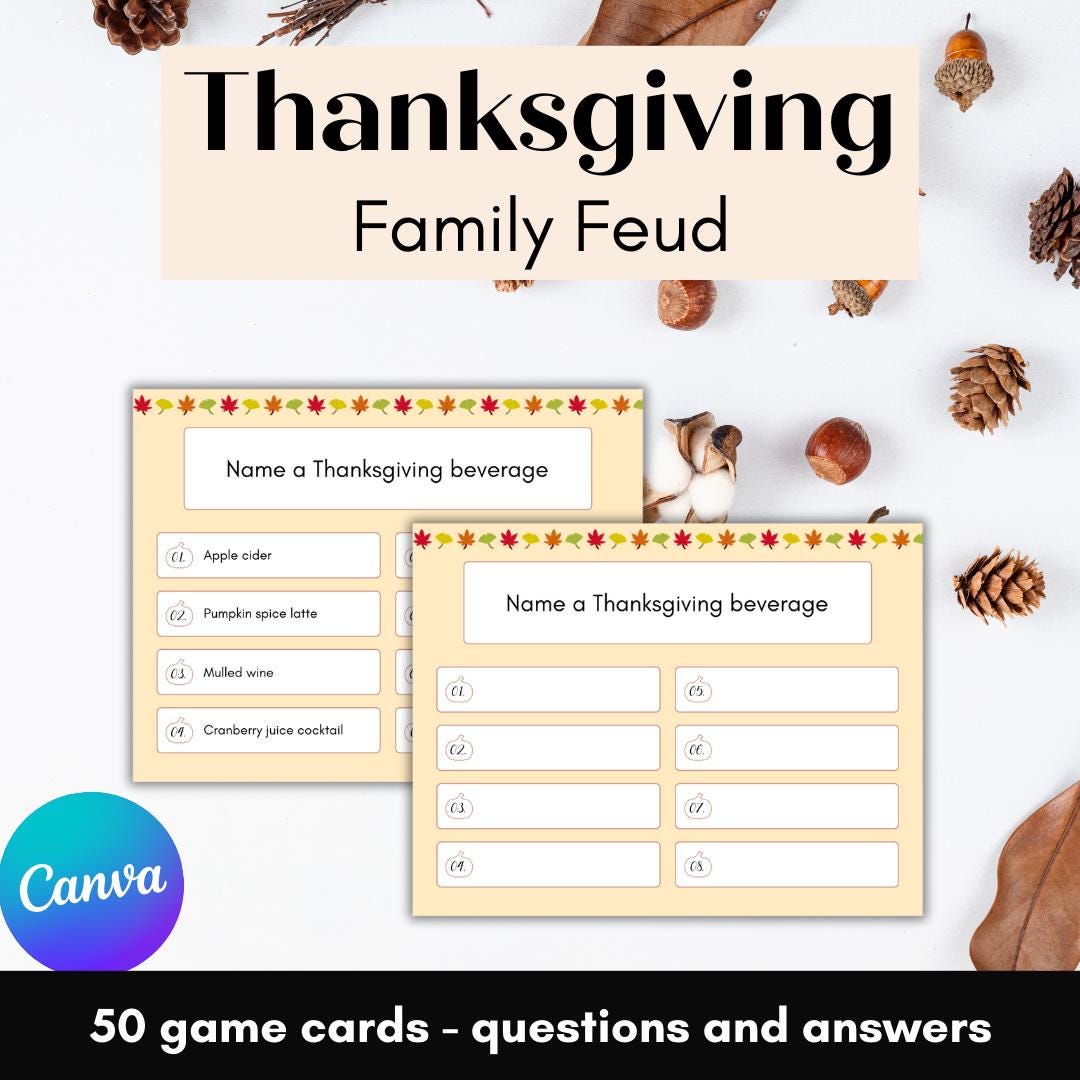Thanksgiving Family Feud Game Party Trivia - Family Game Night - Family ...