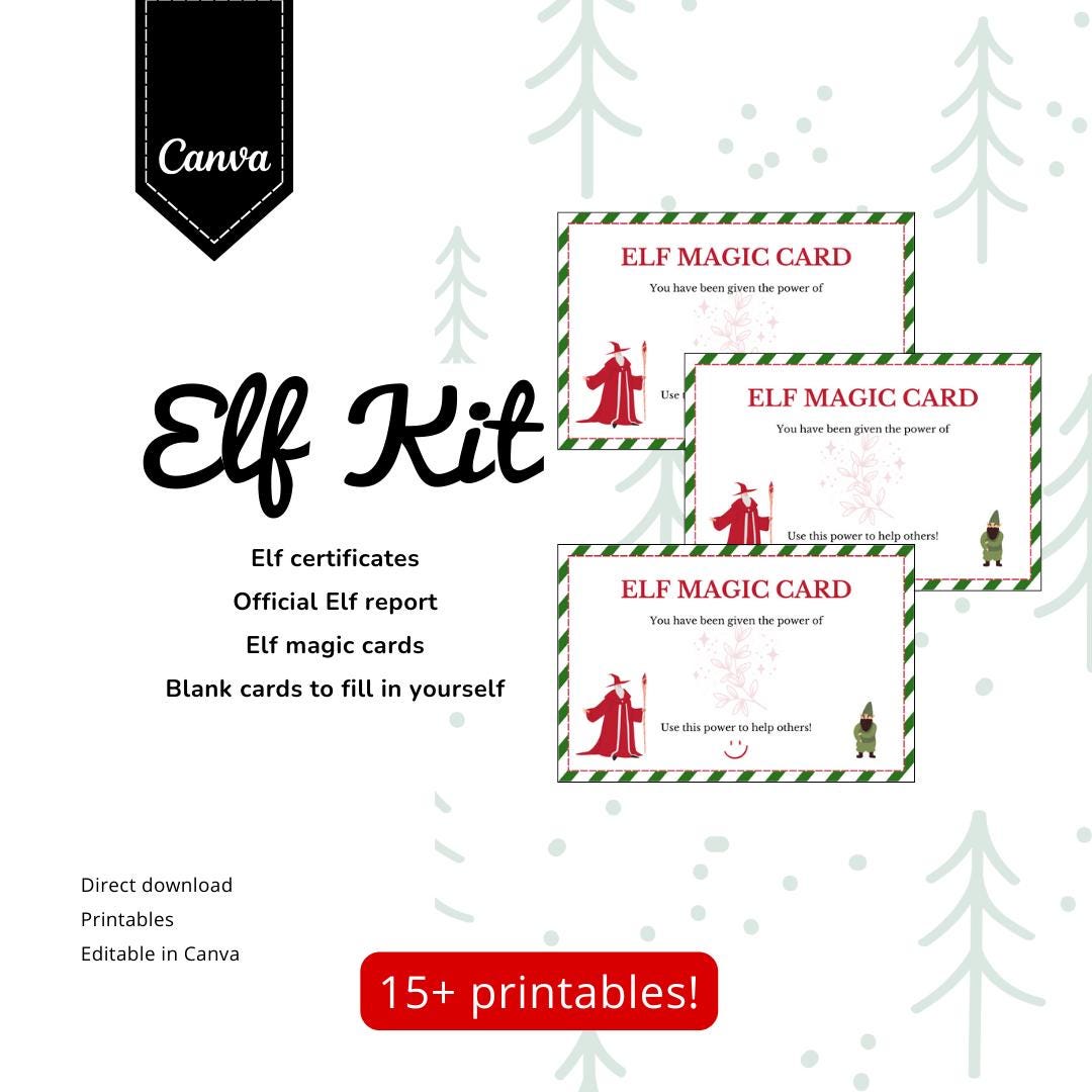 Elf Kit, Printable Certificate, Elf Magic Cards, Elf Notes, Official ...