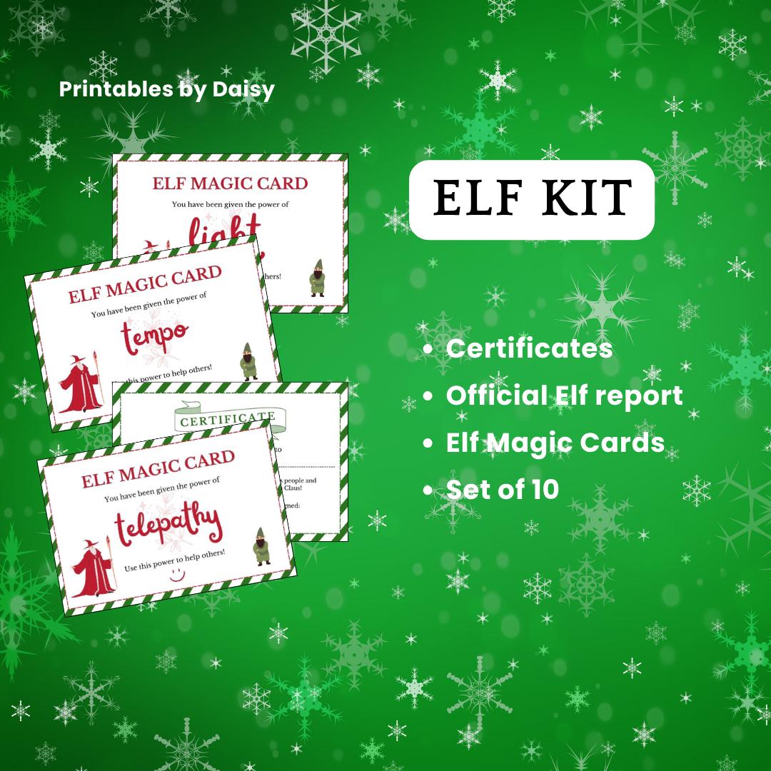 Elf Kit, Printable Certificate, Elf Magic Cards, Official Elf Report ...