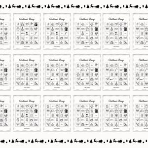 Christmas Bingo Black and White Card Game Bundle, Fun Christmas Family ...