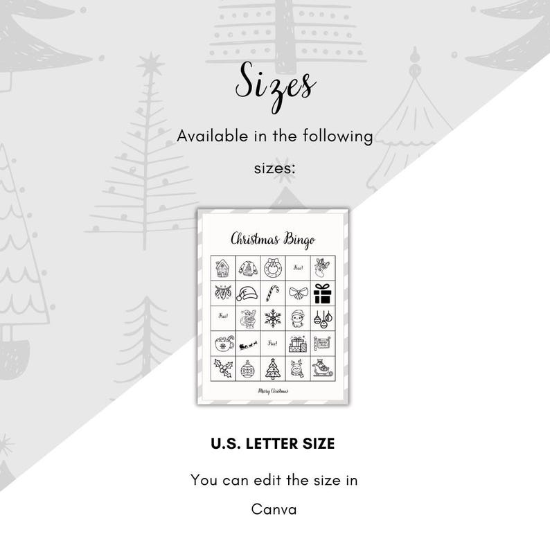 Christmas Bingo Black and White Card Game Bundle, Fun Christmas Family ...