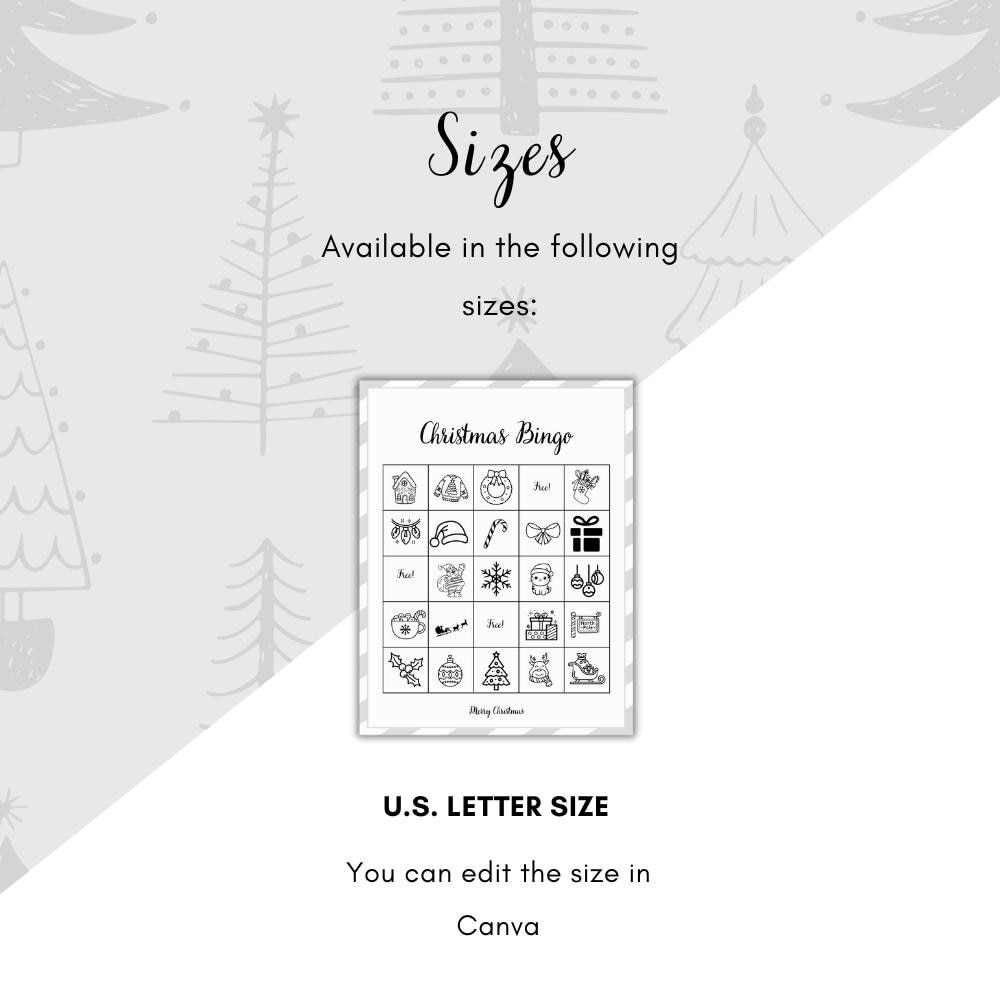 Christmas Bingo Black and White Card Game Bundle, Fun Christmas Family ...