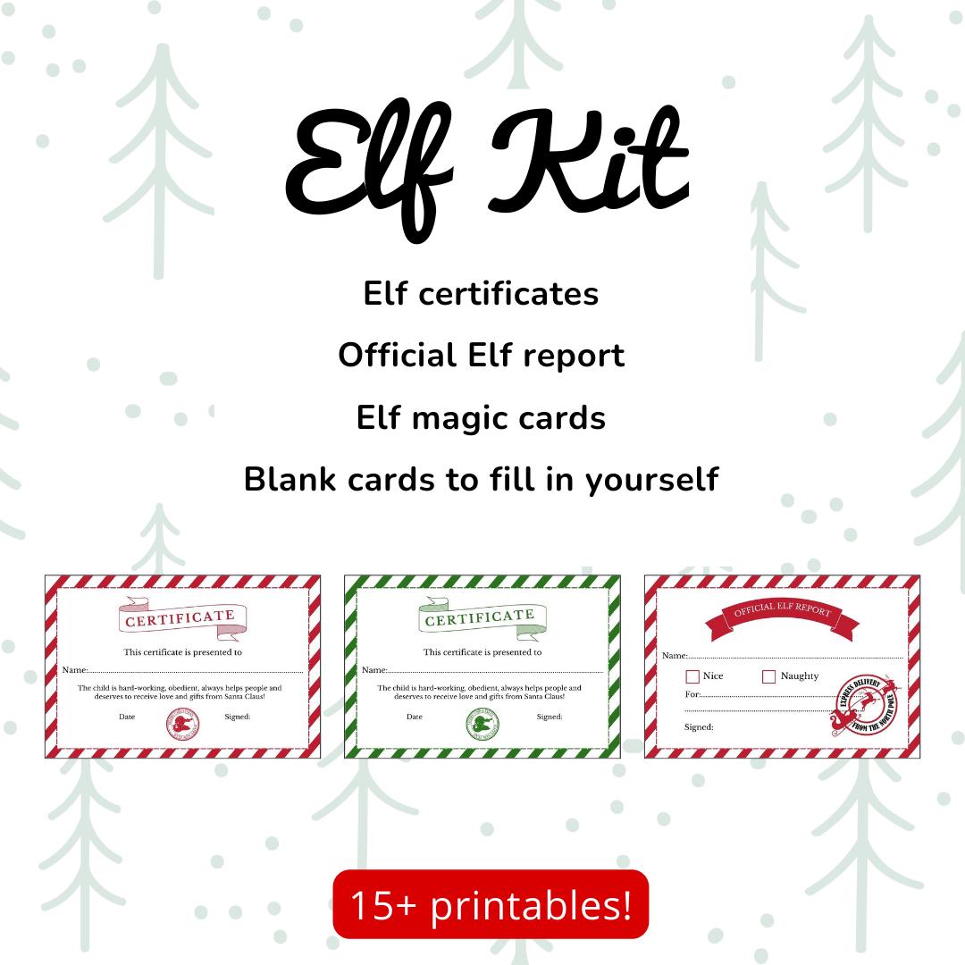Elf Kit, Printable Certificate, Elf Magic Cards, Elf Notes, Official ...