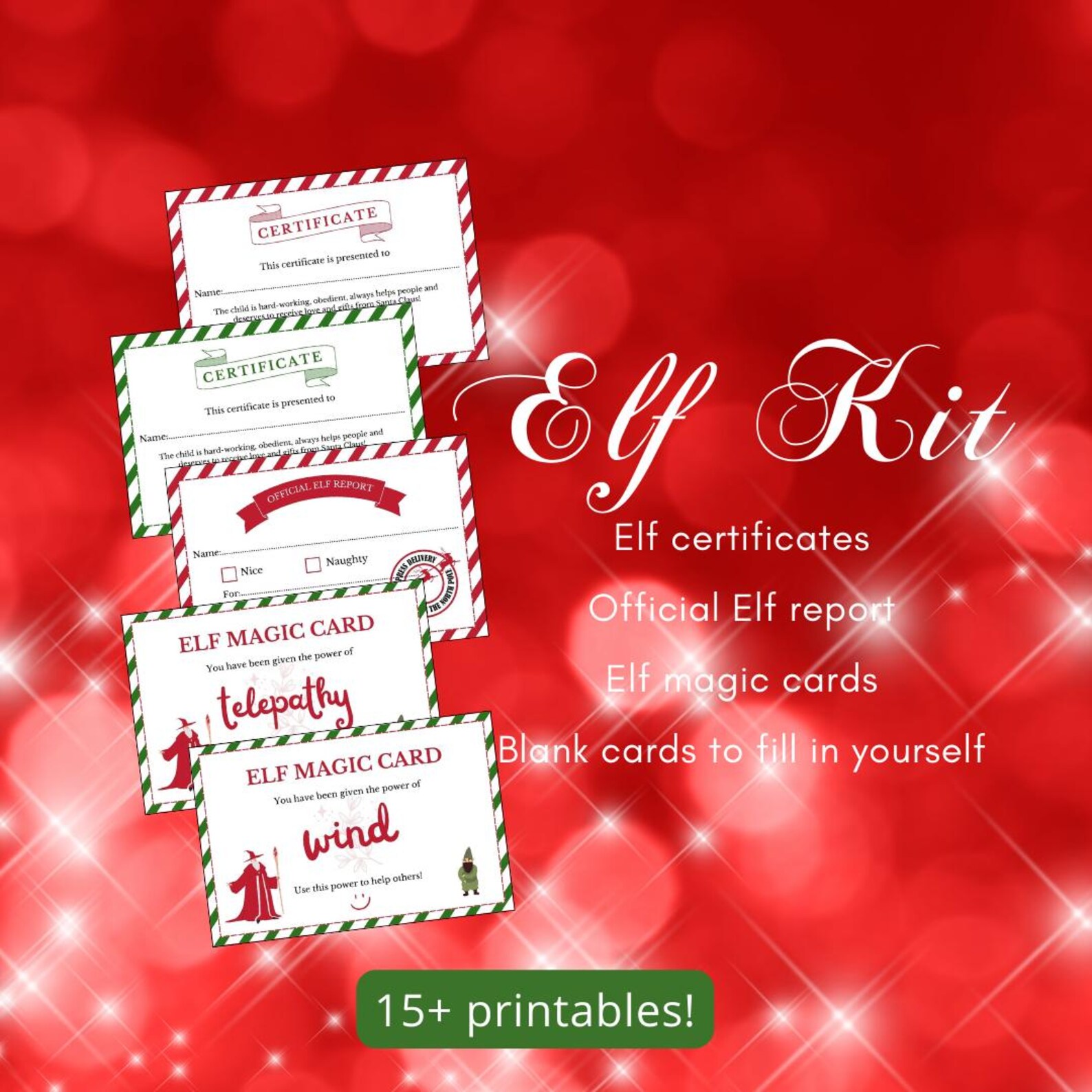 Elf Kit, Printable Certificate, Elf Magic Cards, Elf Notes, Official ...