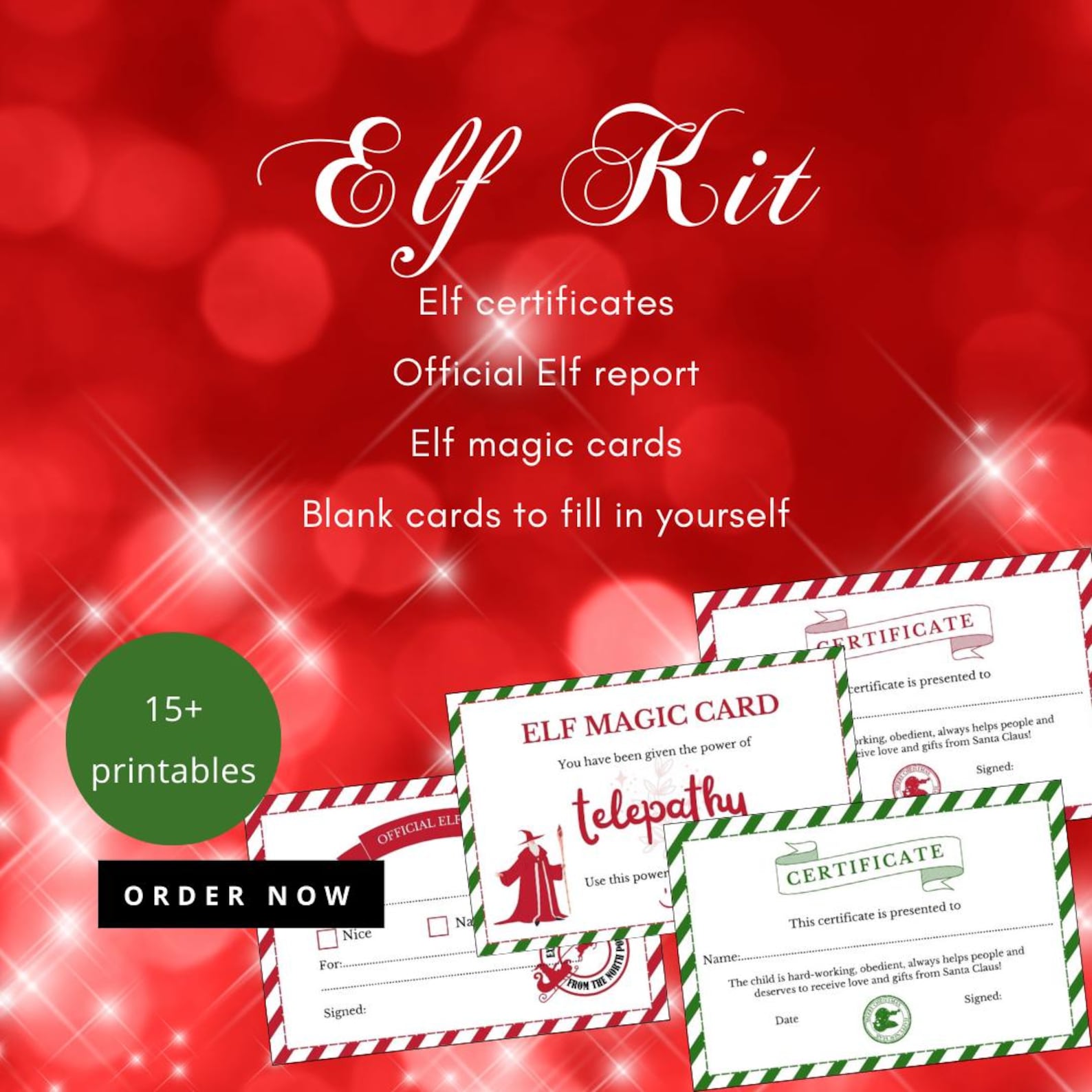 Elf Kit, Printable Certificate, Elf Magic Cards, Elf Notes, Official ...