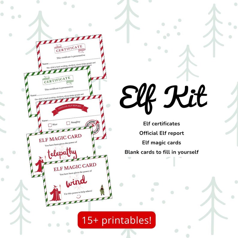Elf Kit, Printable Certificate, Elf Magic Cards, Elf Notes, Official ...