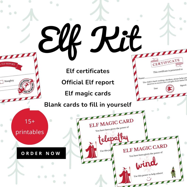 Elf Kit, Printable Certificate, Elf Magic Cards, Elf Notes, Official ...
