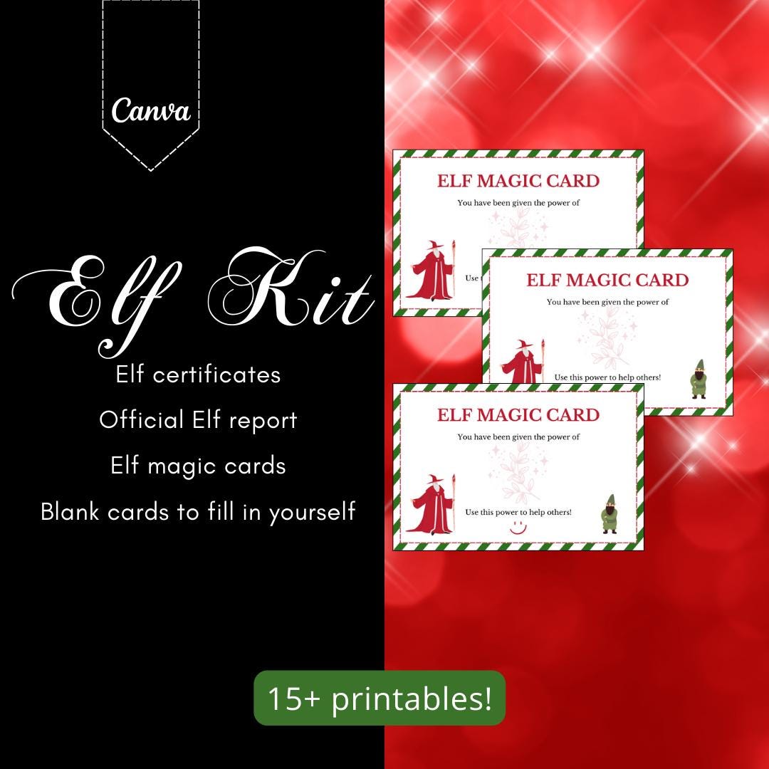 Elf Kit, Printable Certificate, Elf Magic Cards, Elf Notes, Official ...