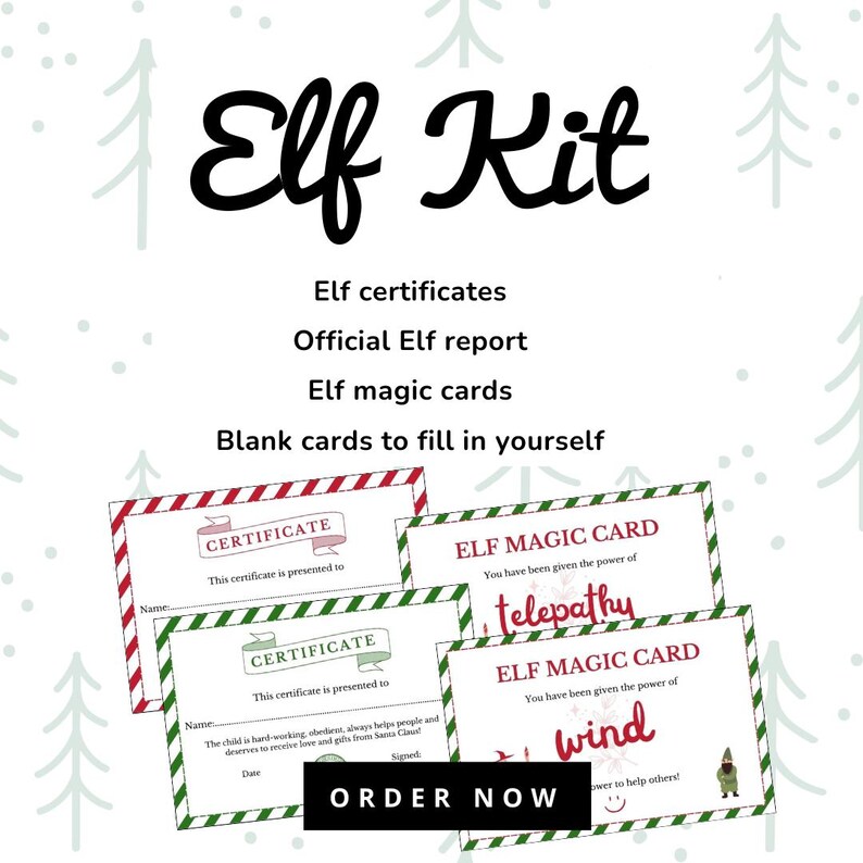 Elf Kit, Printable Certificate, Elf Magic Cards, Elf Notes, Official ...