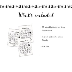 Christmas Bingo Black and White Card Game Bundle, Fun Christmas Family ...