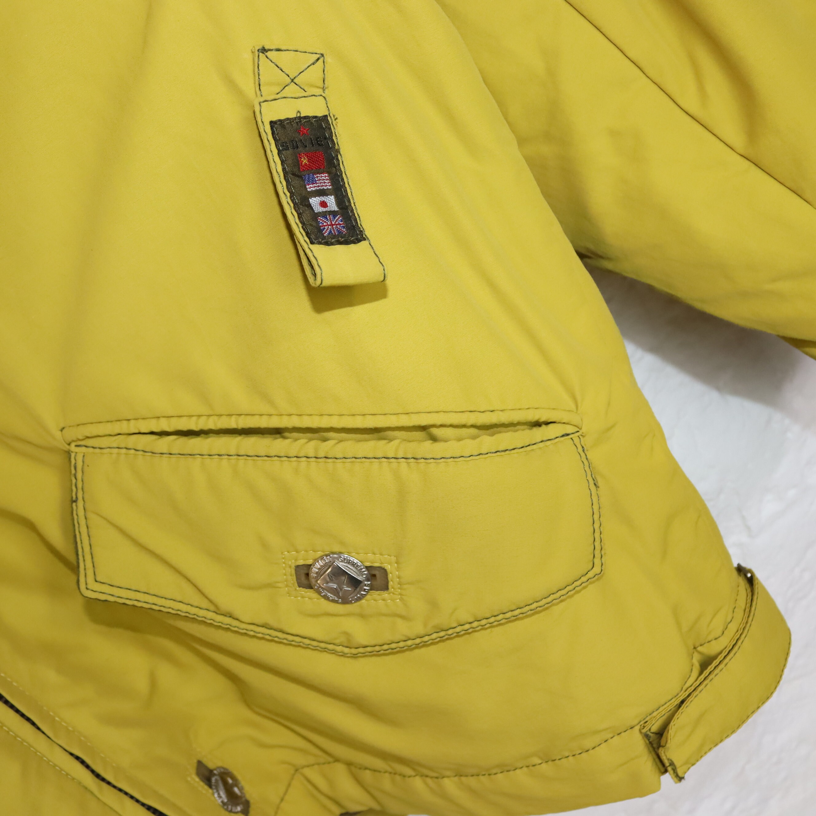 Vintage 80s 90s SOVIET Winter Jacket Lined Yellow Wool Vintage 80s 90s SOVIET Winter Jacket Lined Yellow Wool