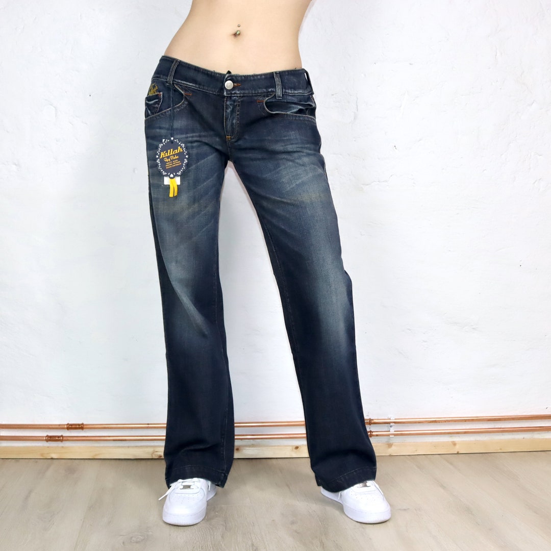 Vintage 90s 00s Y2k KILLAH Jeans Low Waist Hipster Flares Dark Blue ...