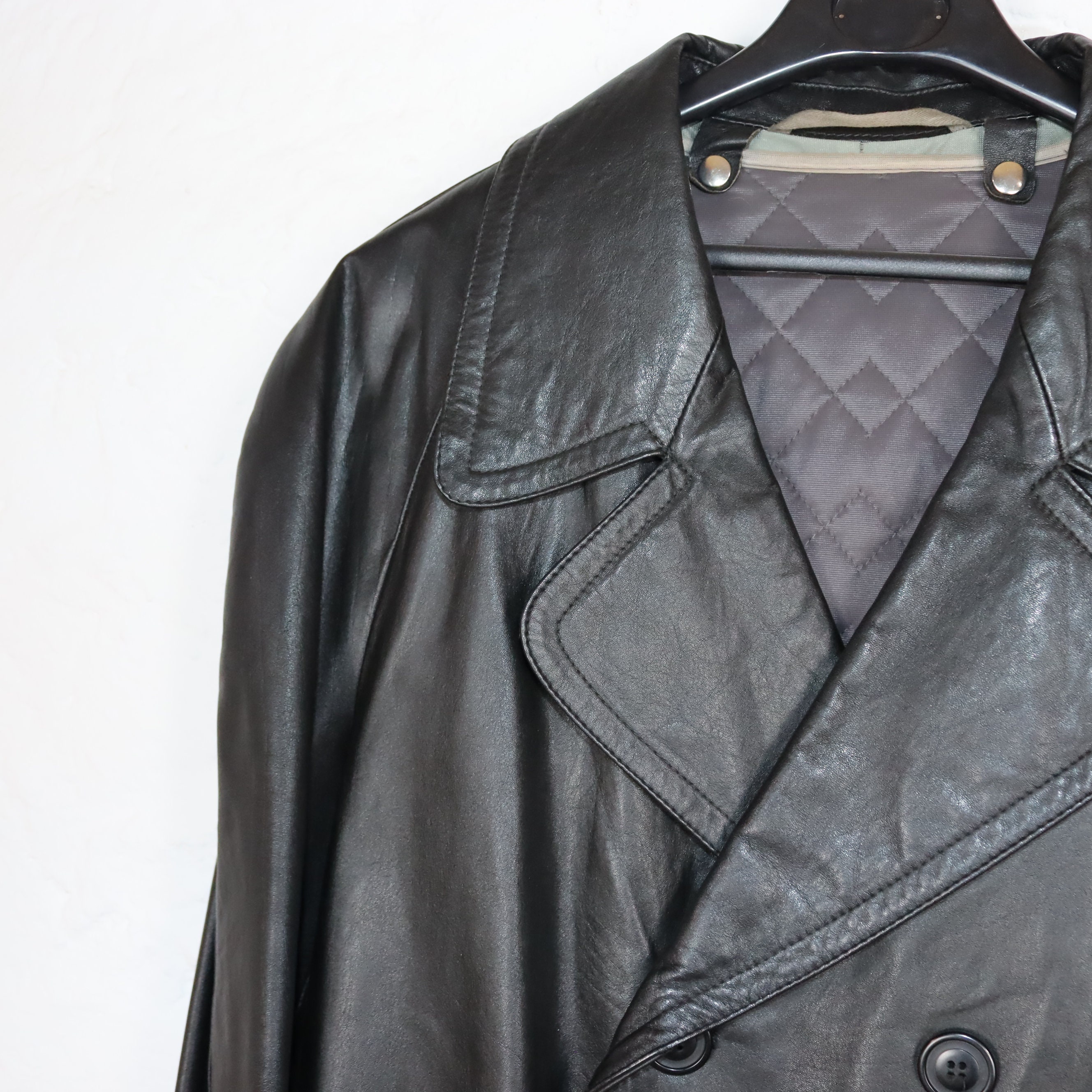 Vintage 80s 90s NIKATOR DDR VEB Freiberg Leather Coat Coat With Belt ...
