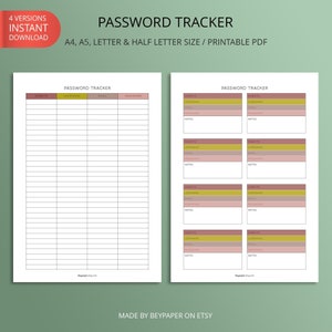 Printable Simple Password Tracker Password Log, Password Keeper ...