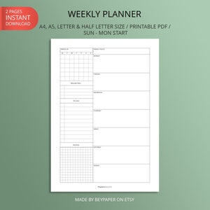 Printable Weekly Planner | Weekly Schedule, Weekly Organizer, Weekly to ...