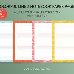 Printable Note Paper 4 Different Version of Lined Papers, Lined Sheets ...