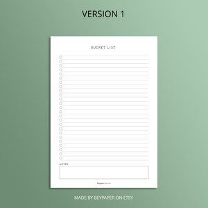 Printable Bucket List Life Goals Planner, Planner Insert Instant ...