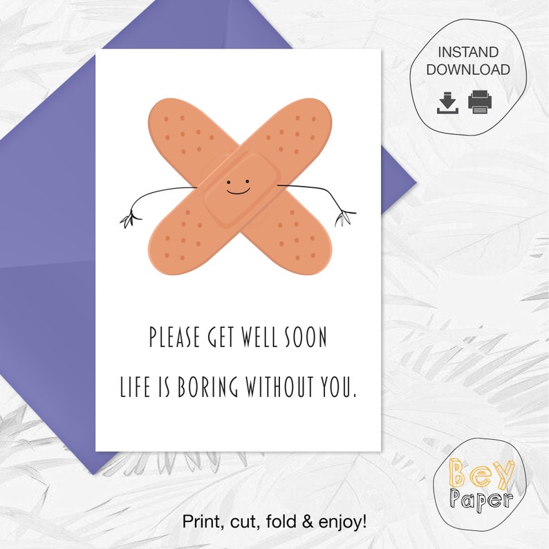 Printable Get Well Soon Card Instant Download Greeting Card Digital ...